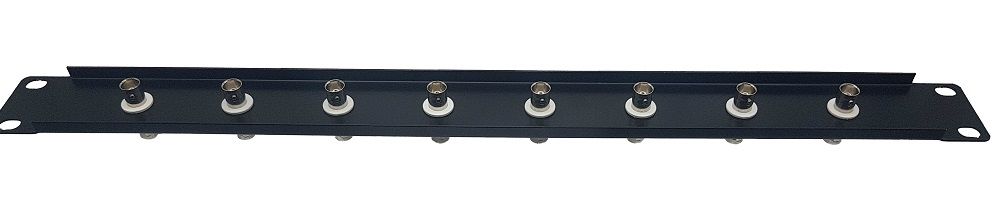 BNC Patch Panel 8 Port Black 1U 50ohm Insulated Connectors